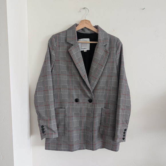 Pull&Bear | Jackets & Coats | Pull Bear Gray Plaid Doublebreasted Blazer | Poshmark
